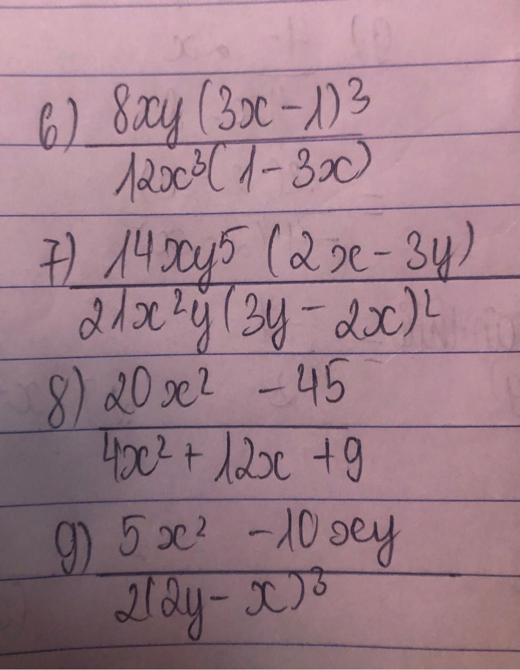 6) 8xy (3x-1) 3 1200³ (1-300) 7) 14 xy5 (2x-34) 21x2y (3y-2x)² 8) 20x² ...