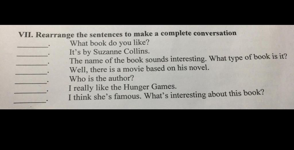 rearrange the sentences to make a complete conversation: sos với 2 rưỡi ...