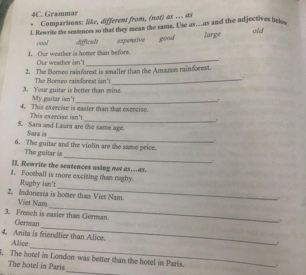 4C. Grammar Comparisons: like, different from, (not) as ... as I ...