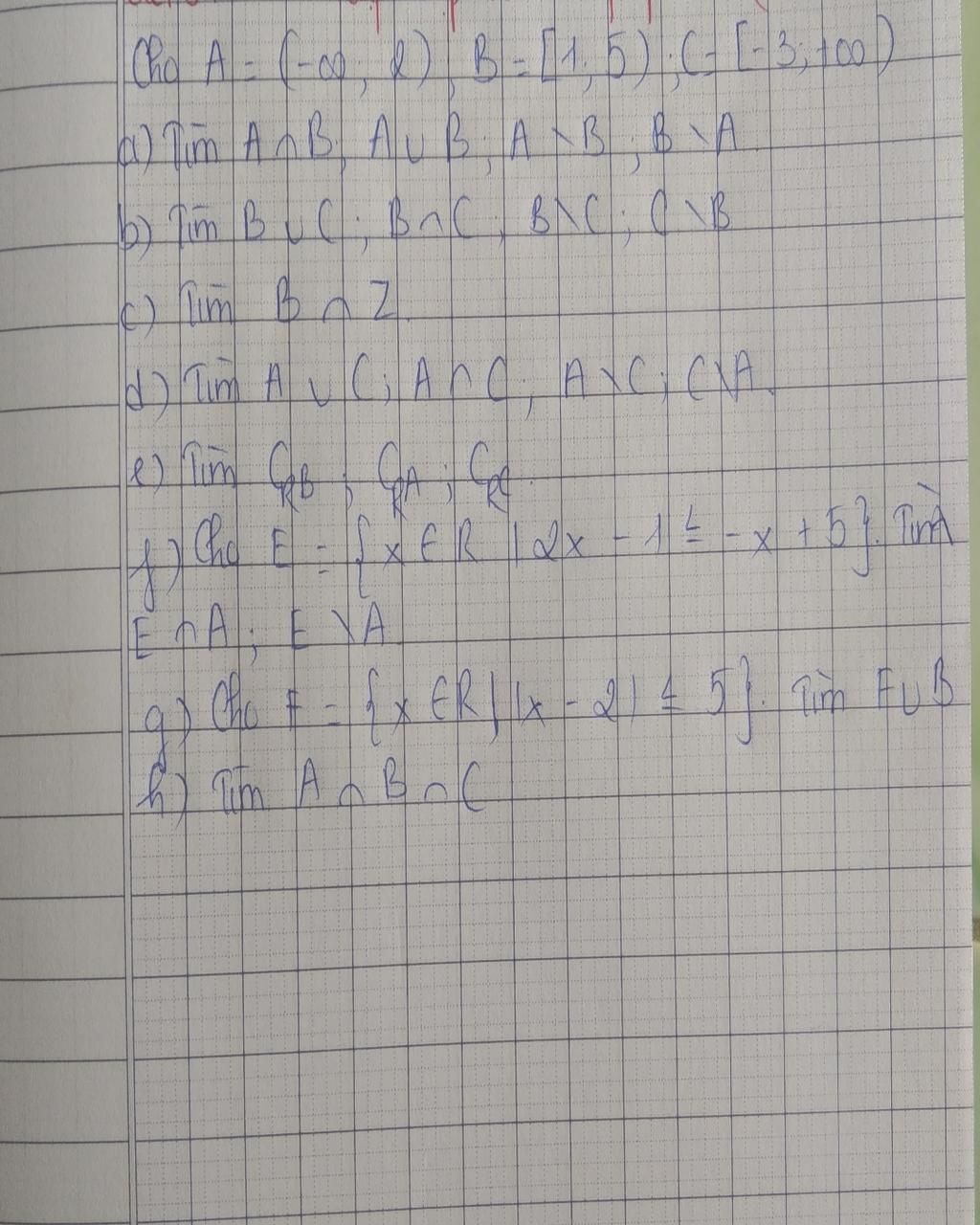 Giải giúp e với ạ.e đang cần gấp để chiều ktra WTim AnB AUBAB BA b) Tim ...