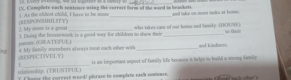 10. Every veling, We sit together as a family to have dinner arid sha ...