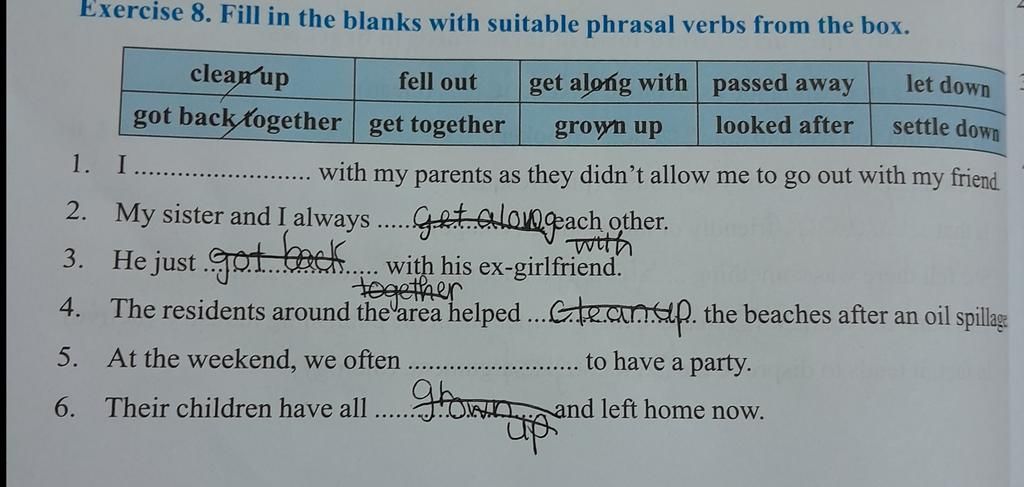 Exercise 8. Fill in the blanks with suitable phrasal verbs from the box ...