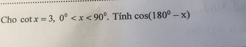 Cho cot x=3, 0°