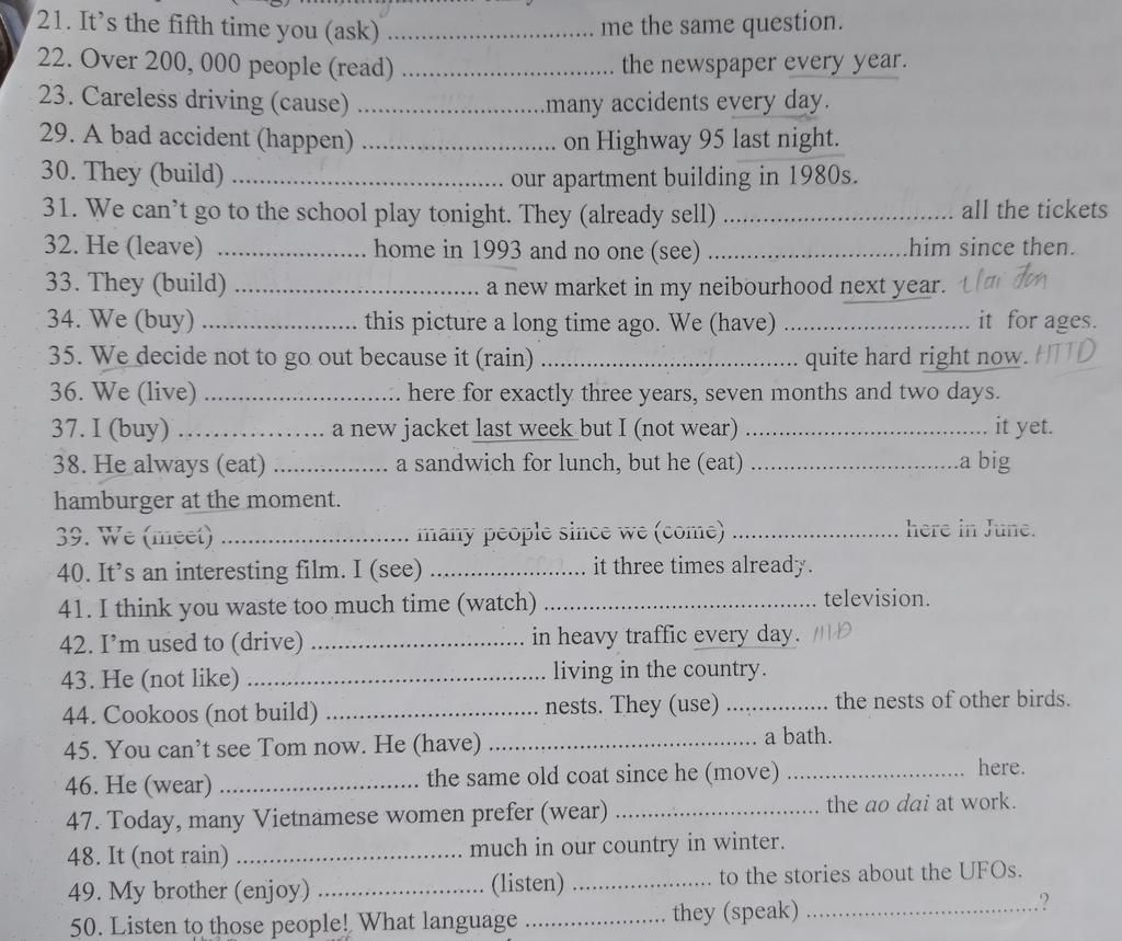 Giải+ giải thích giúp mình từ 21 đến câu 50 nhé, mình đang cần gấp ạ21 ...