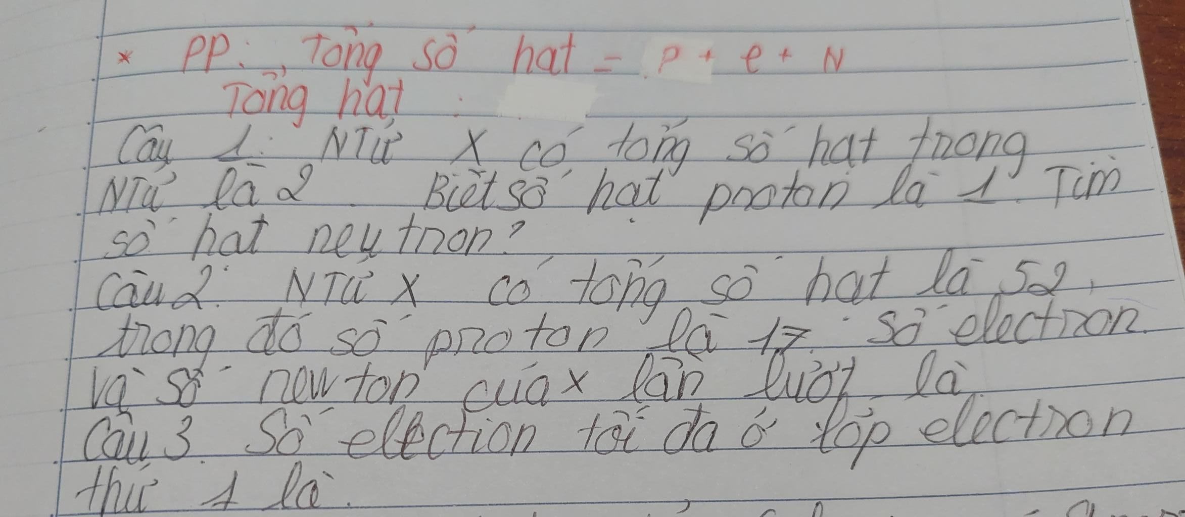 PP: Tong so hat = P+e+ N Tong hat Cây L NỮ X có tổng số hạt trong NIW ...