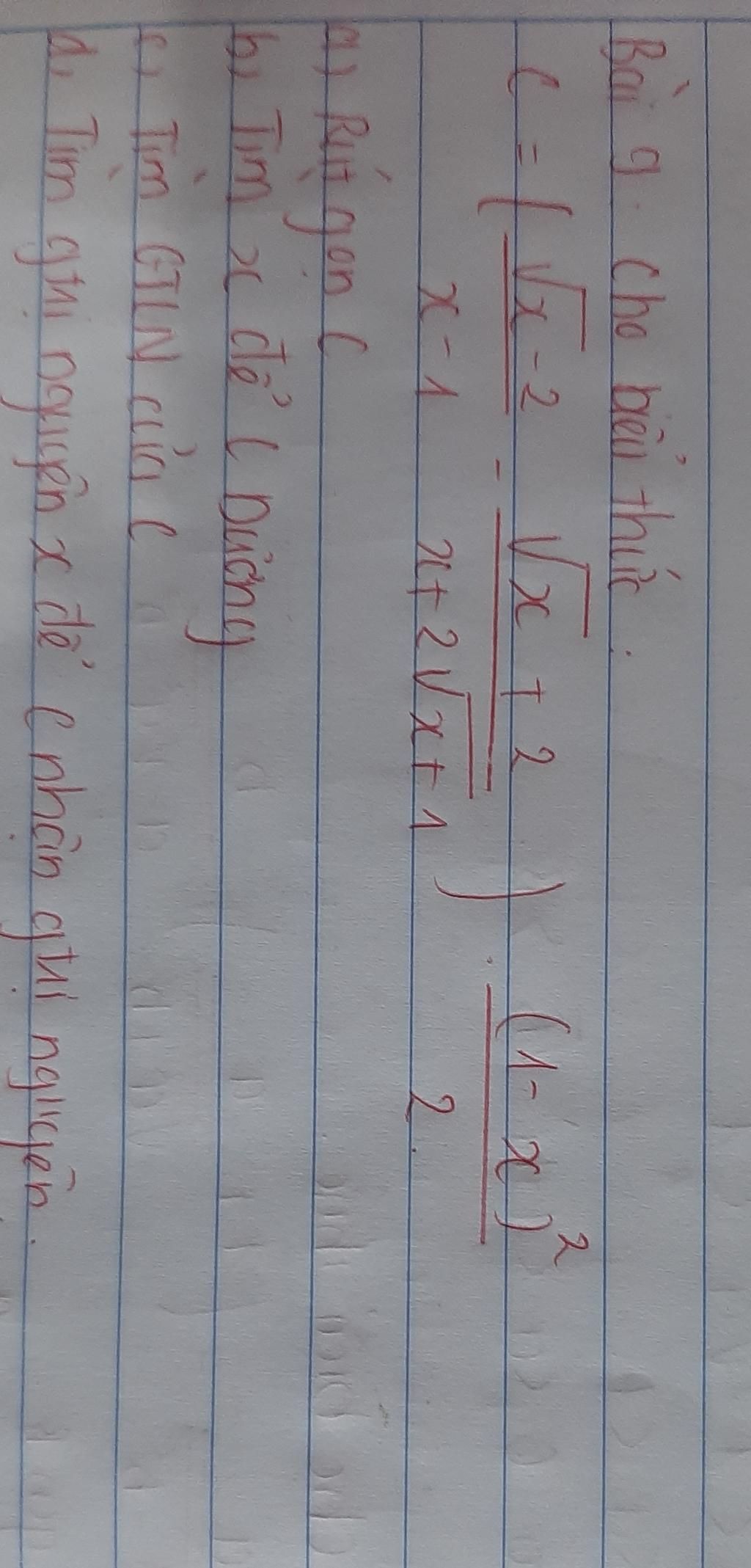 Bai 9 Che bien thu 2 2 (1-x) X-1 24+ 2 √√ x + 1 2. as Ringen C by Tim x ...