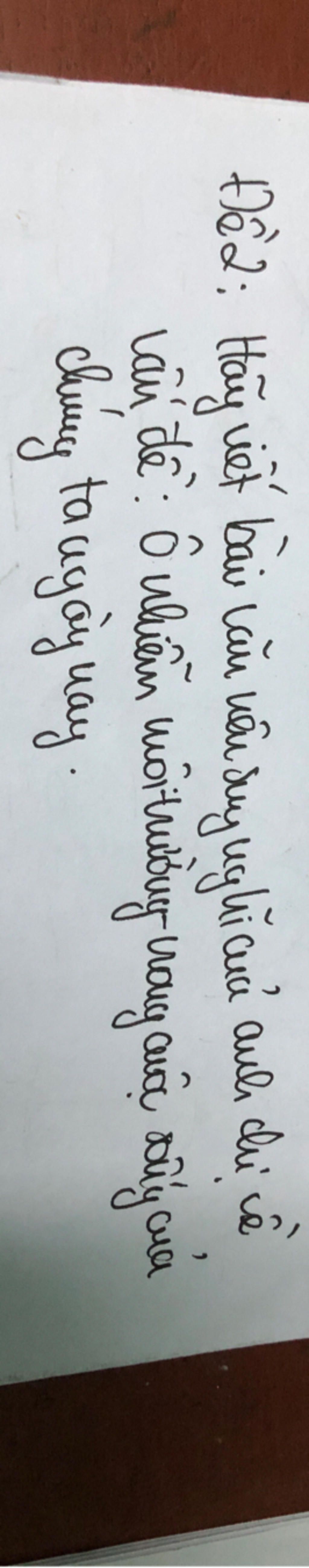 Đề 2: Hãy viết bài văn nêu suy nghĩ của anh chị về vấn đề. Ông hiễm ...
