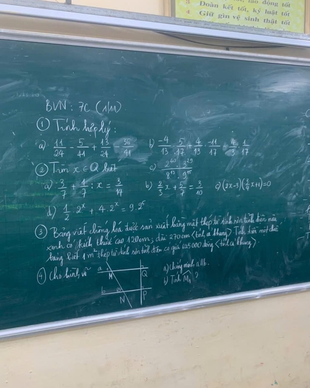 Làm hộ e câu c bài 1,câu d bài 2 với bài 4 thôi aa BUN: 7C (1/11) ①Tinh ...