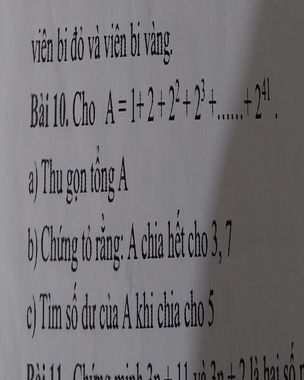 vật bị đo và viên bi vàng A=1-1-142 - - Bài 10. Cho a) Thu groting A b ...