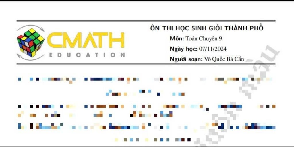 CMATH EDUCATION ÔN THI HỌC SINH GIỎI THÀNH PHỐ Môn: Toán Chuyên 9 Ngày ...