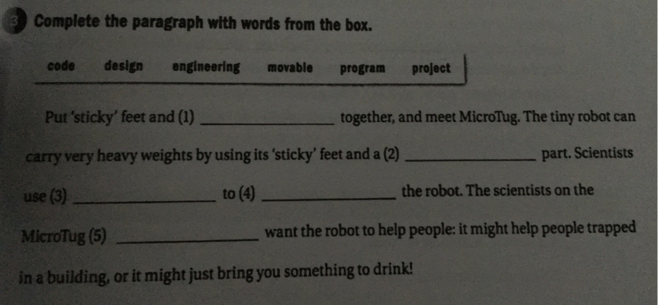 3 Complete the paragraph with words from the box. code design ...