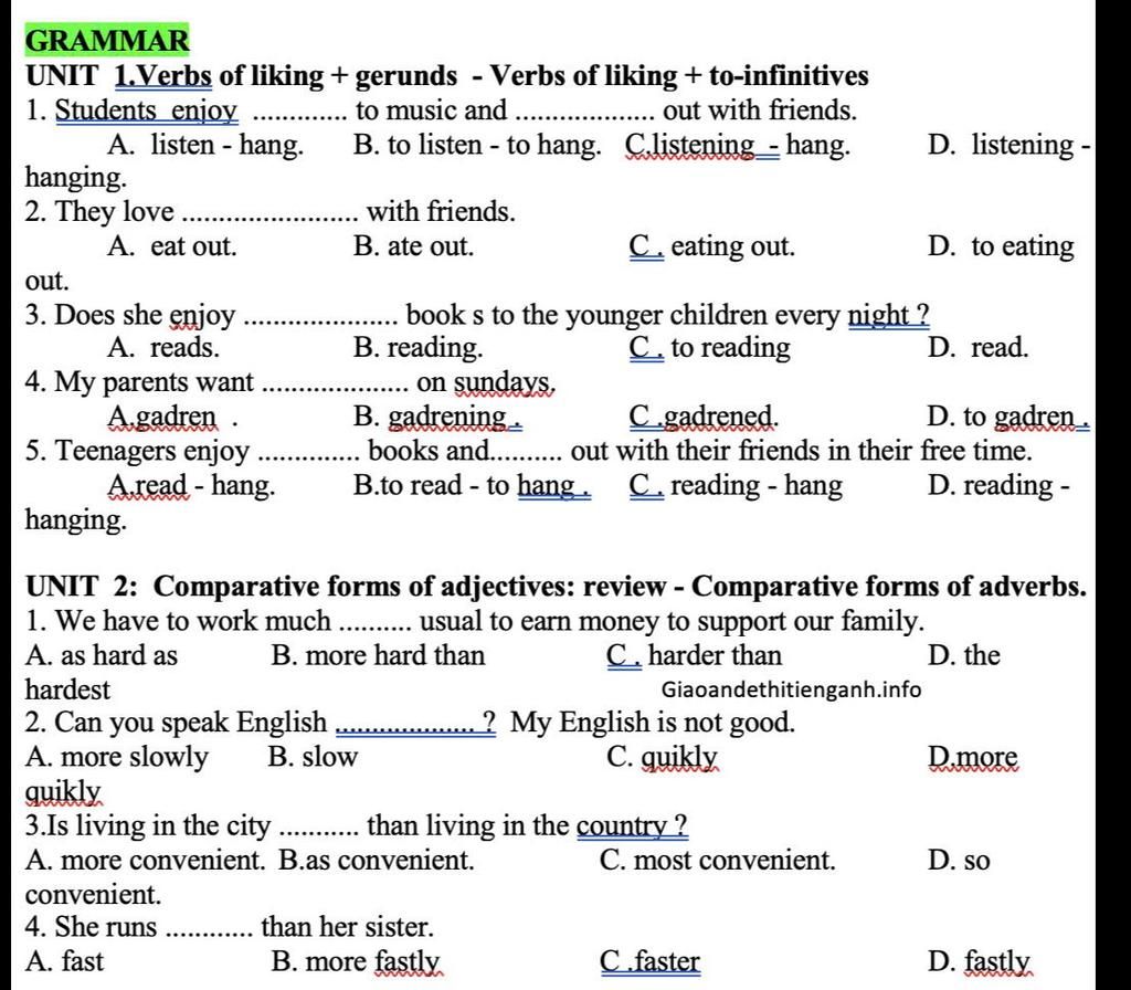 to music and GRAMMAR UNIT 1.Verbs of liking + gerunds - Verbs of liking ...
