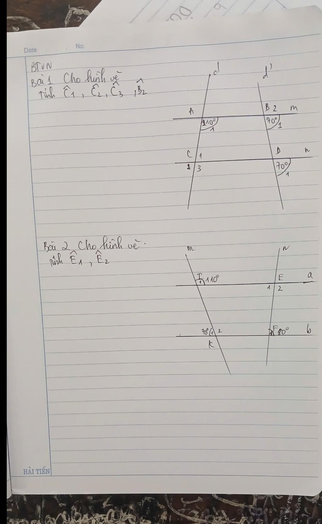 Do Date BTUN No. A Bai's Cho high ve Tính C1, C2, C3 B2 A Bài 2. Cho ...