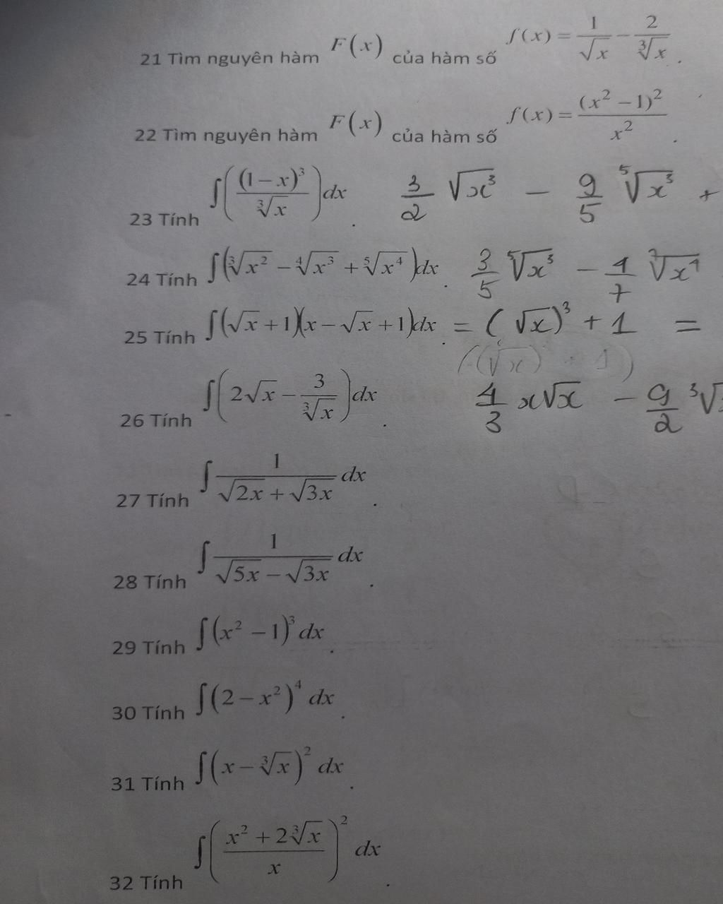 I 2 21 Tìm nguyên hàm F(x) f(x) = của hàm số 22 Tìm nguyên hàm F(x) f(x ...
