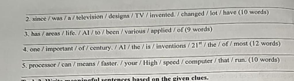 2. since/was/a/television/designs/TV/invented. / changed/lot/have (10 ...