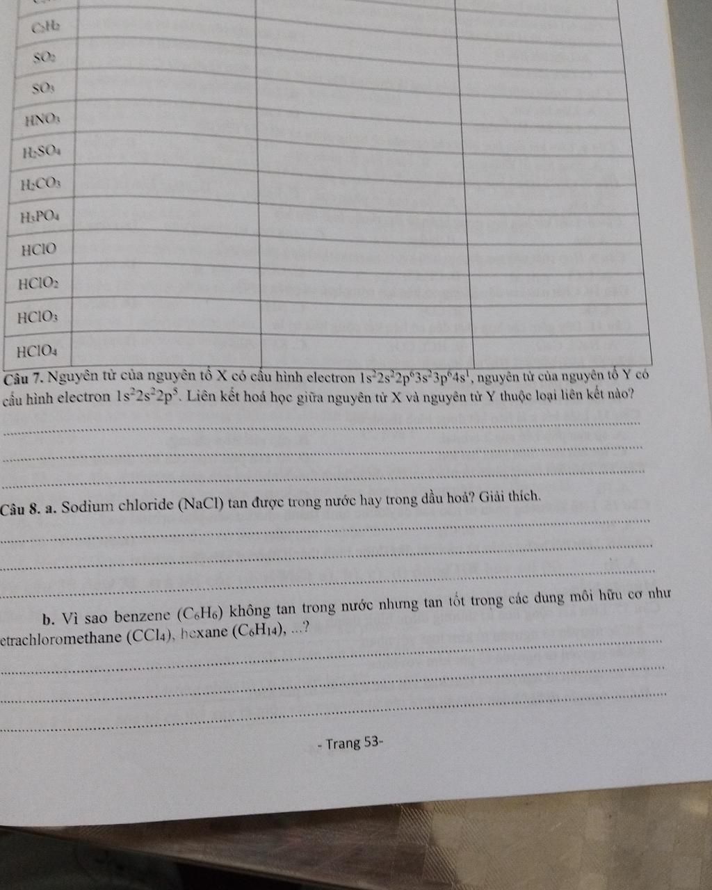 Colb SO SO HNO H.SO HCO3 H&PO HCIO HCIO: HCIO HCIO Câu 7. Nguyên tử của ...