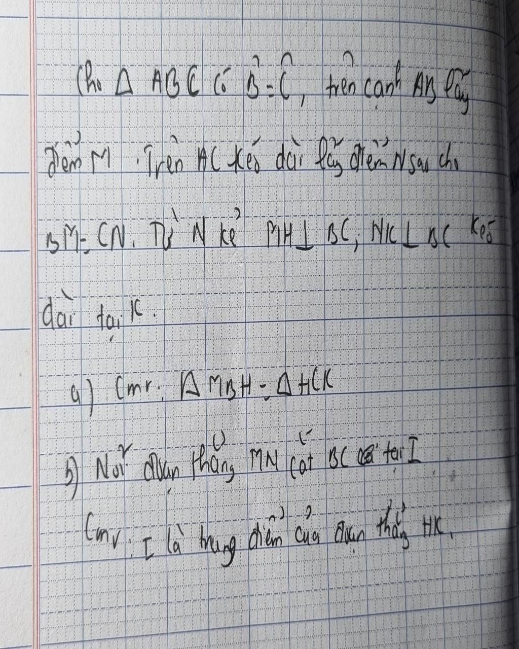 0 The A ABC G B = C, then cont Air, Piy AL có Diem M ·Tren AC kes dar ...