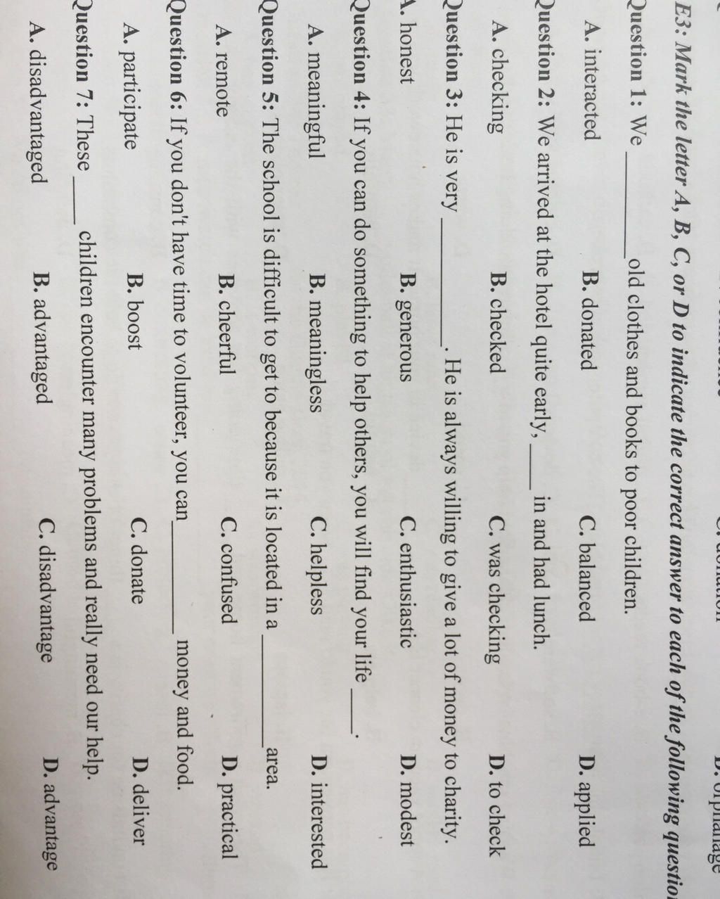 manage E3: Mark the letter A, B, C, or D to indicate the correct answer ...