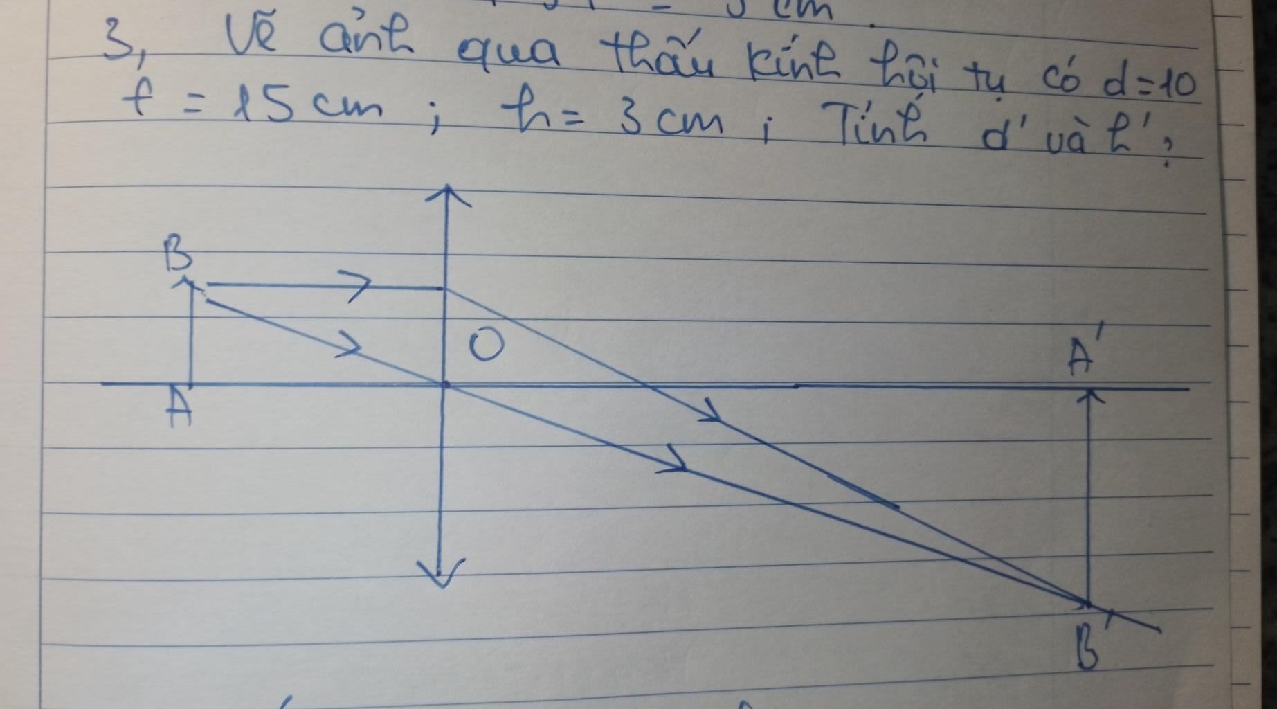 3, vẽ ảnh vẽ ảnh qua thấu kính hội tụ có d210 f = 15cm ; ho sam, Tính ở ...