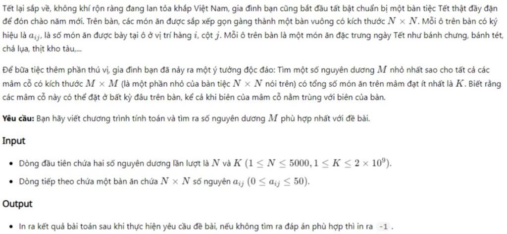 Scoring Subtask 1 (10%): Có N≤20 Subtask 2 (10%): Có N≤100 Subtask 3 ...