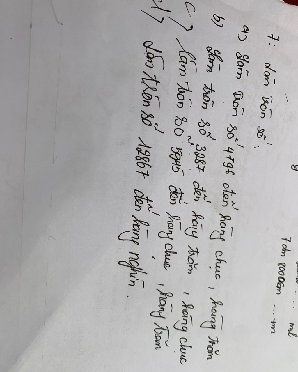 ml 7 dm 8000fam с 7: Lan Tron so': a) Làm tròn số 4 4796 cter hàng chục ...