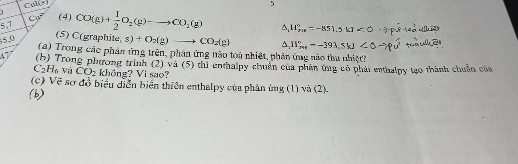 (1):CaCO3(s)---->CaO(s)+CO2(g) , ∆rH⁰298=+176,0kJ (2):C2H4(g)+H2(g ...