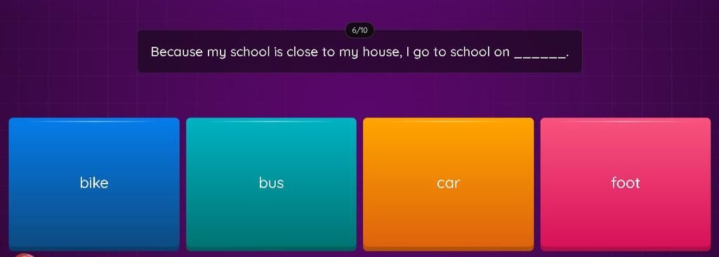 6/10 Because my school is close to my house, I go to school on bike bus ...