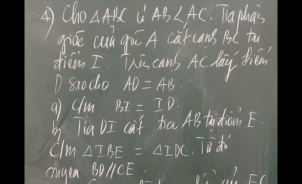 ChO AABC có ABL AC. Ta phải grae cua que A cat cans BC tu diem I. This ...