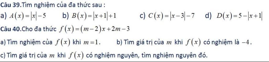 lm 1 trog 2 câu hay lm cả 2 câu nhanh nhất = ctrlhn helppppppppppppppppppppppppCâu 39.Tìm nghiệm ...