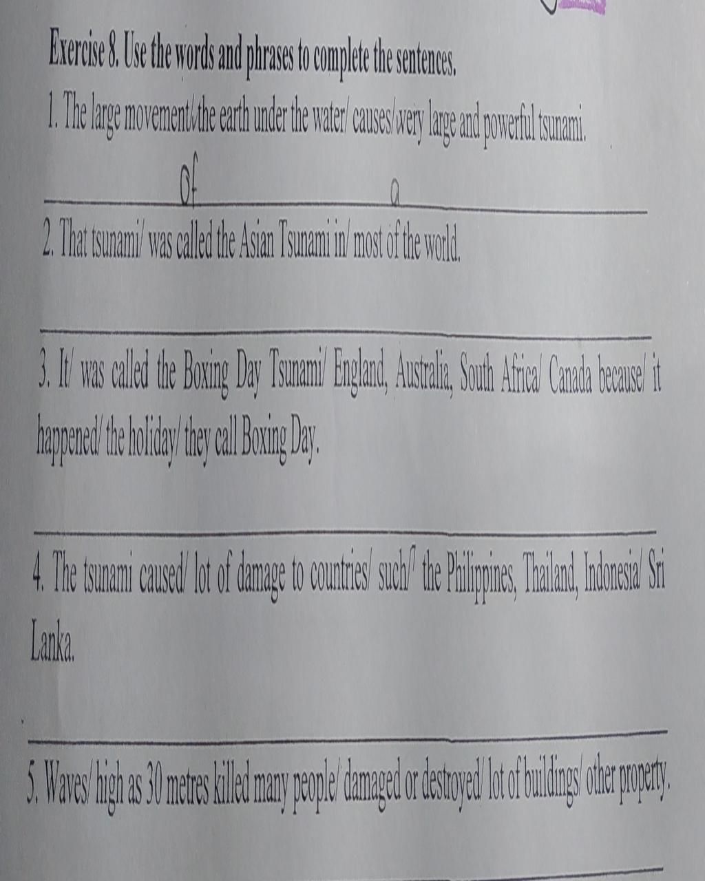 Exercise 8. Use the words and phrases to complete the sentences. 1. The ...