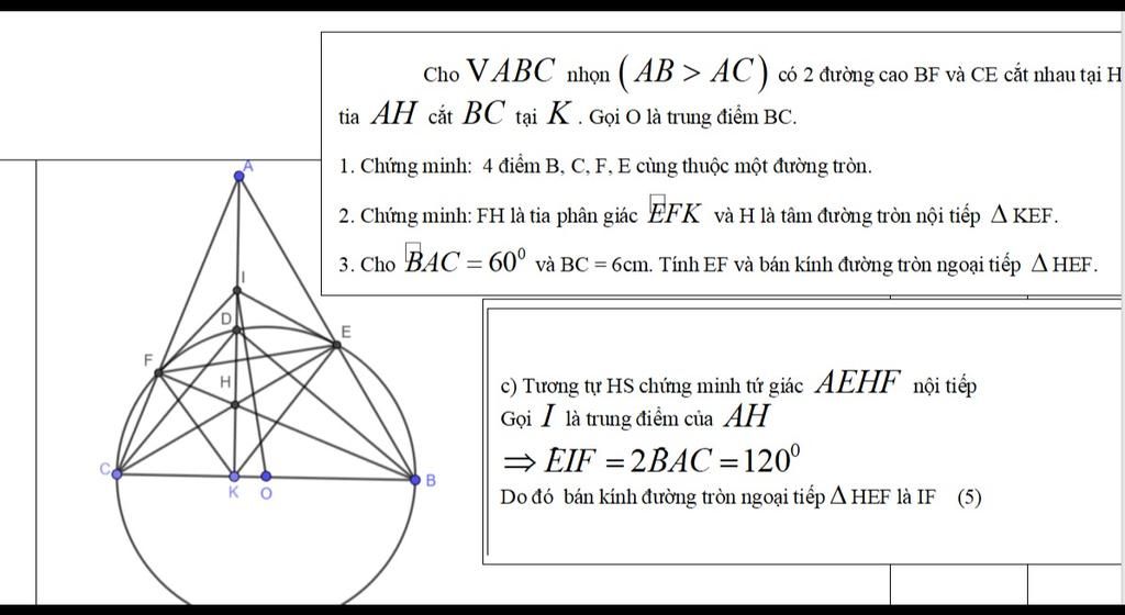 tại sao IF là bán kính đường tròn ngoại tiếp tgiac HEF được vậyCho VABC ...