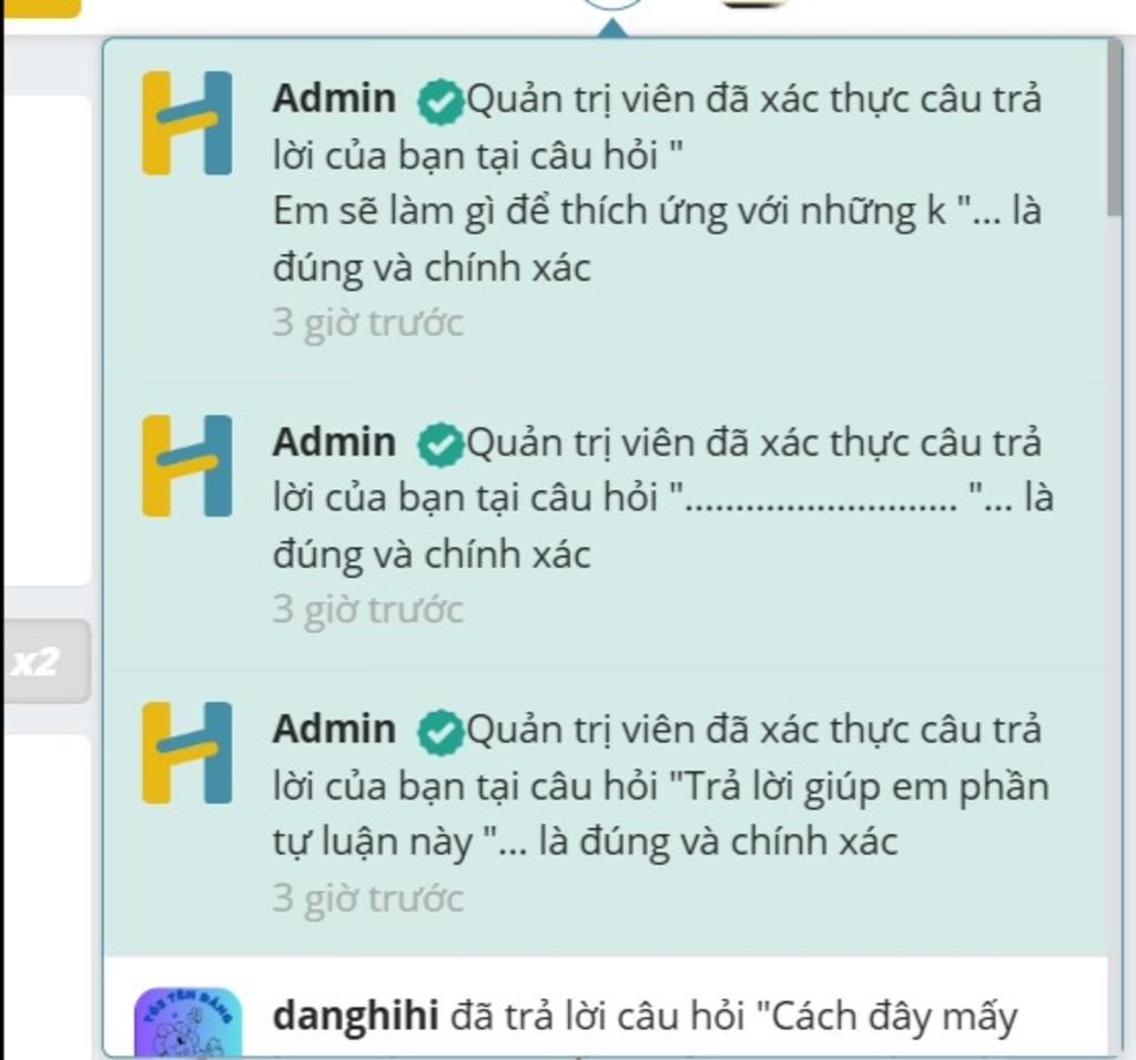x2 H H H Admin Quản trị viên đã xác thực câu trả lời của bạn tại câu ...