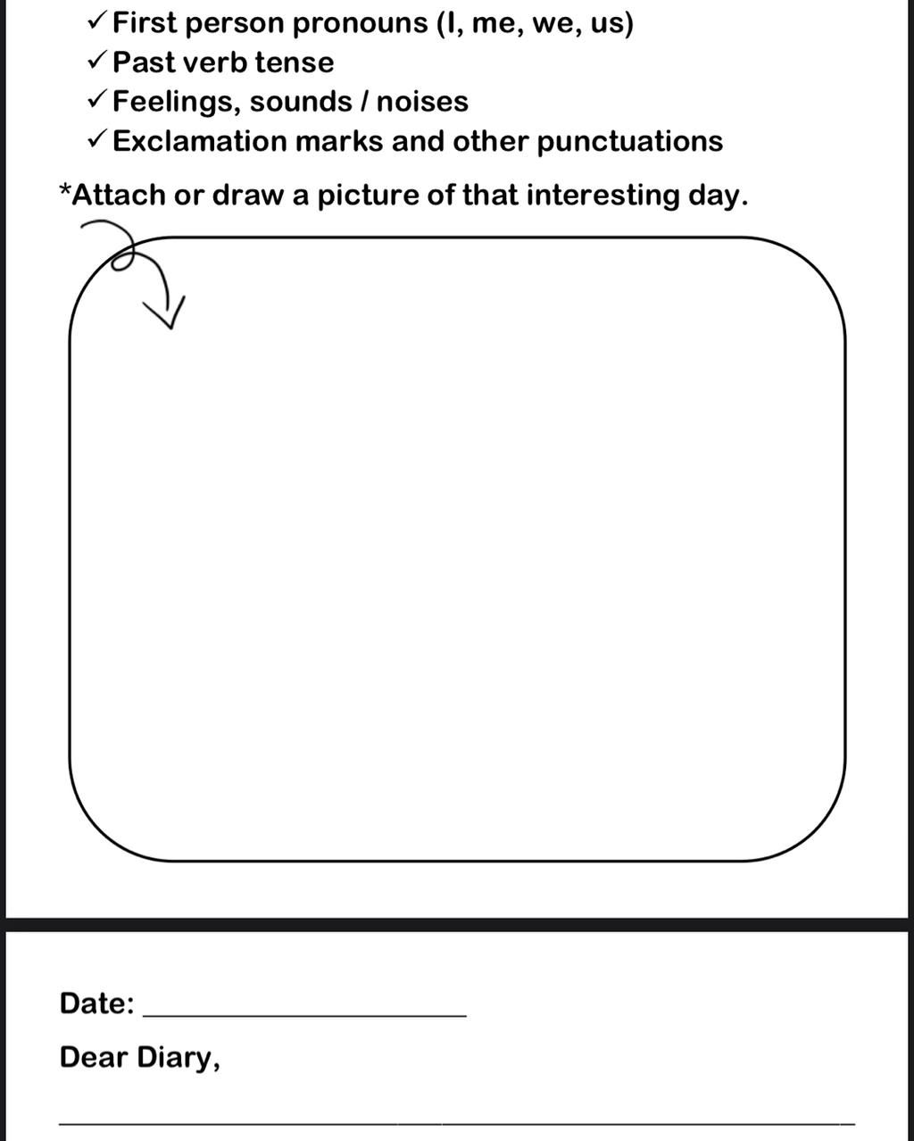 First person pronouns (I, me, we, us) Past verb tense Feelings, sounds ...