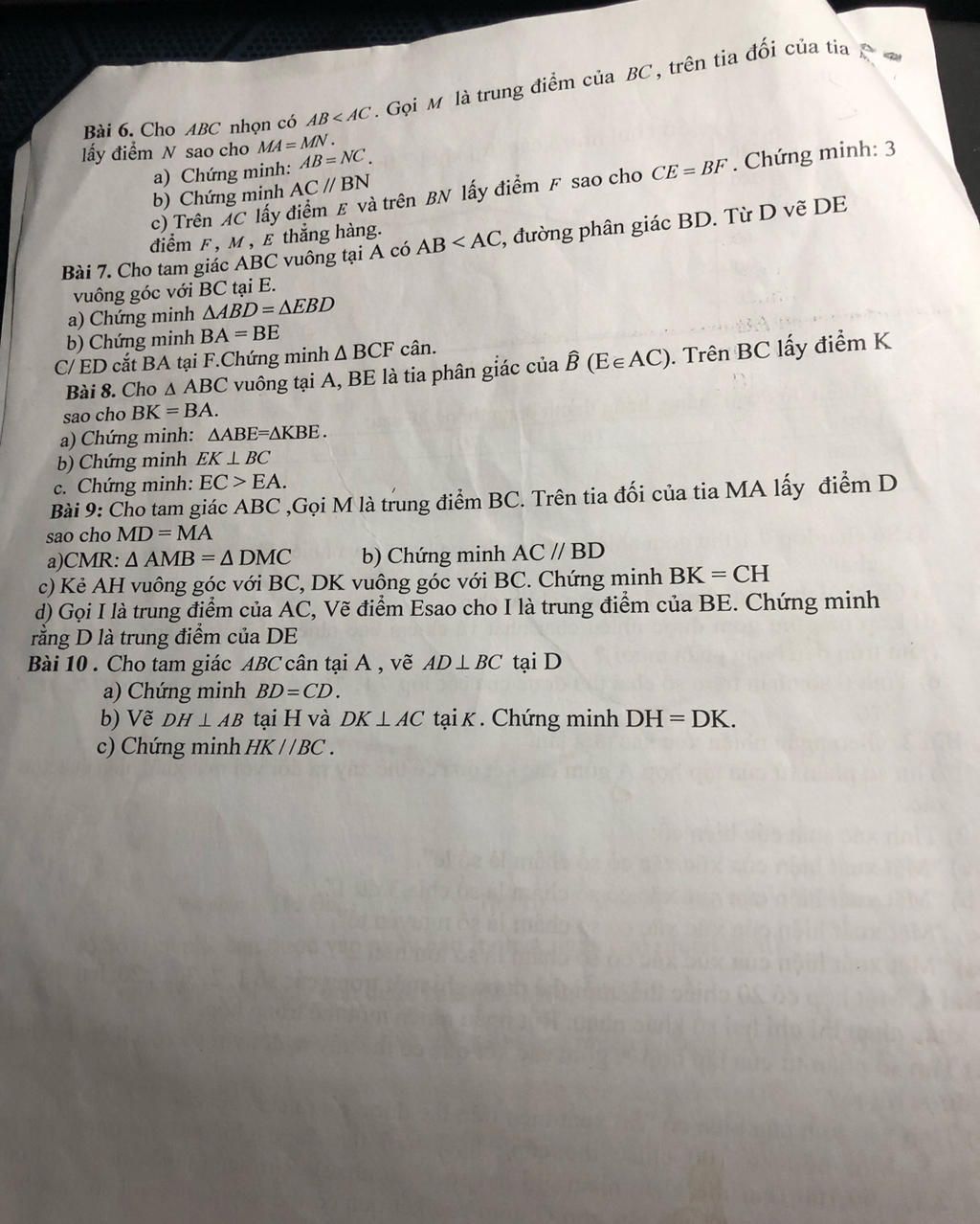 Bài 6. Cho ABC nhọn có AB