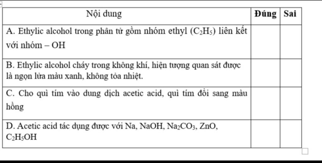 Nội dung A. Ethylic alcohol trong phân tử gồm nhóm ethyl (C2H5) liên ...