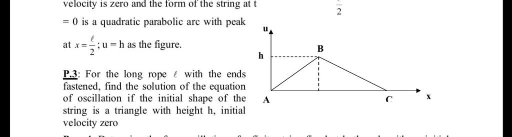 B h velocity is zero and the form of the string at t =0 is a quadratic ...