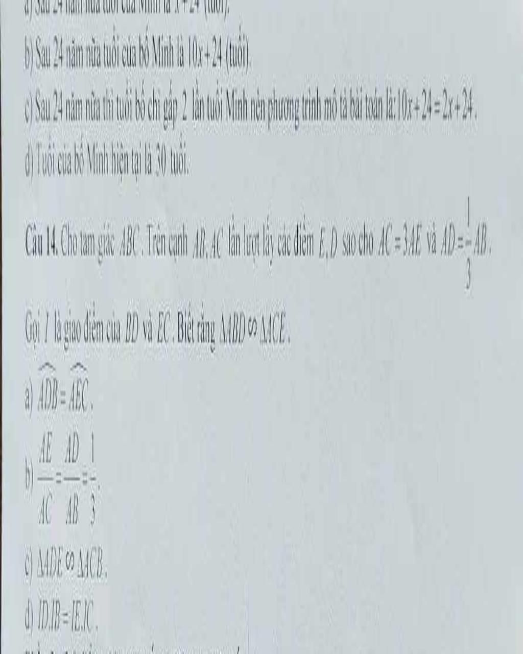 mấy anh chị giúp em câu 14 với ạ, em cảm ơn ạ Sau 24 tim na thithibi ...