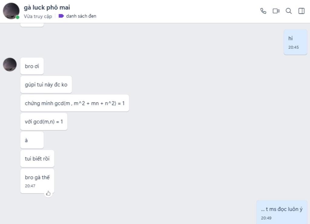 gà luck phô mai Vừa truy cập danh sách đen bro di gúpi tui này đc ko ...