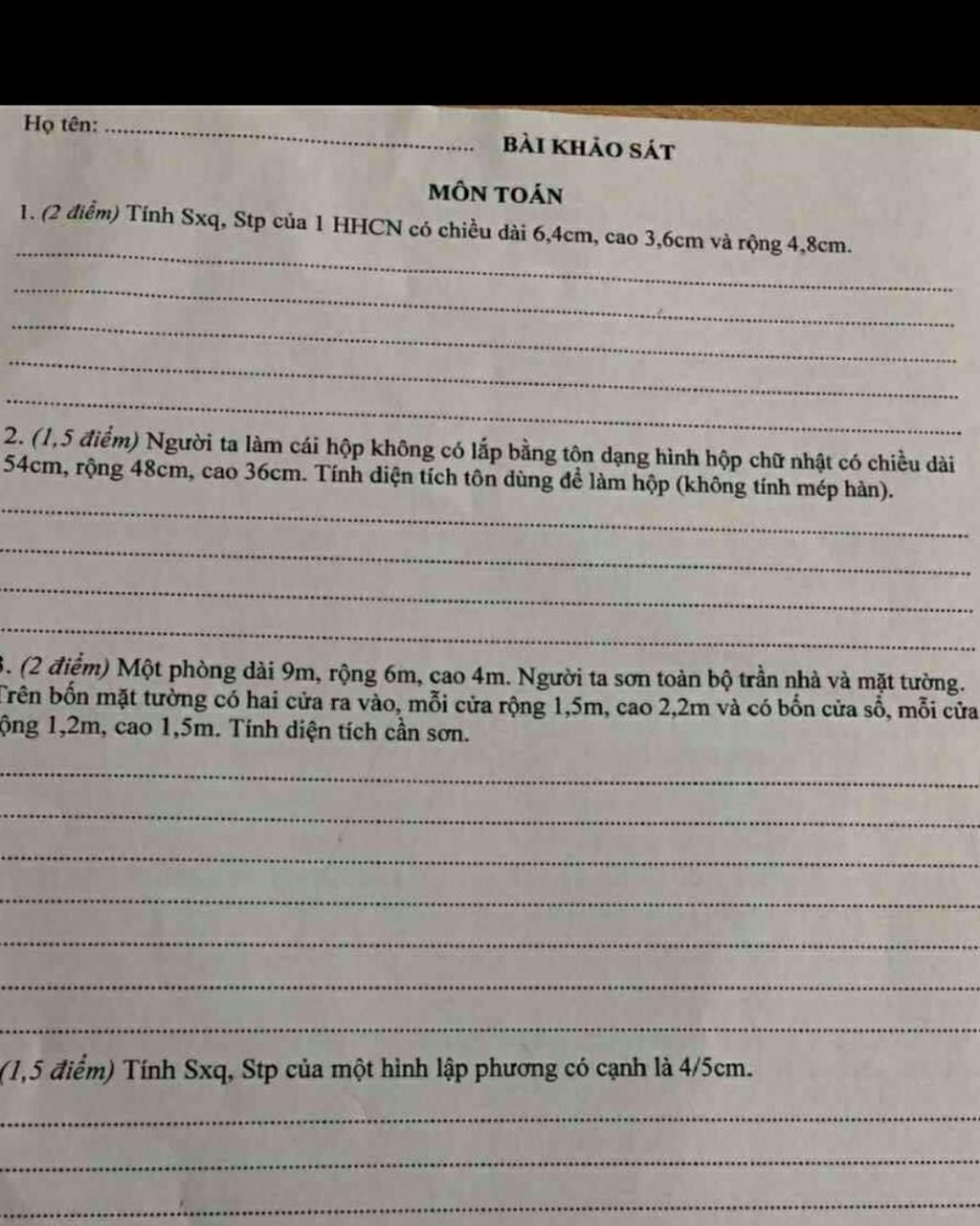 Giúp e 3 bài này vs ạ Cảm.ơn anh chị nhiêif ạ🫶🫶 Họ tên: BÀI KHẢO SÁT ...