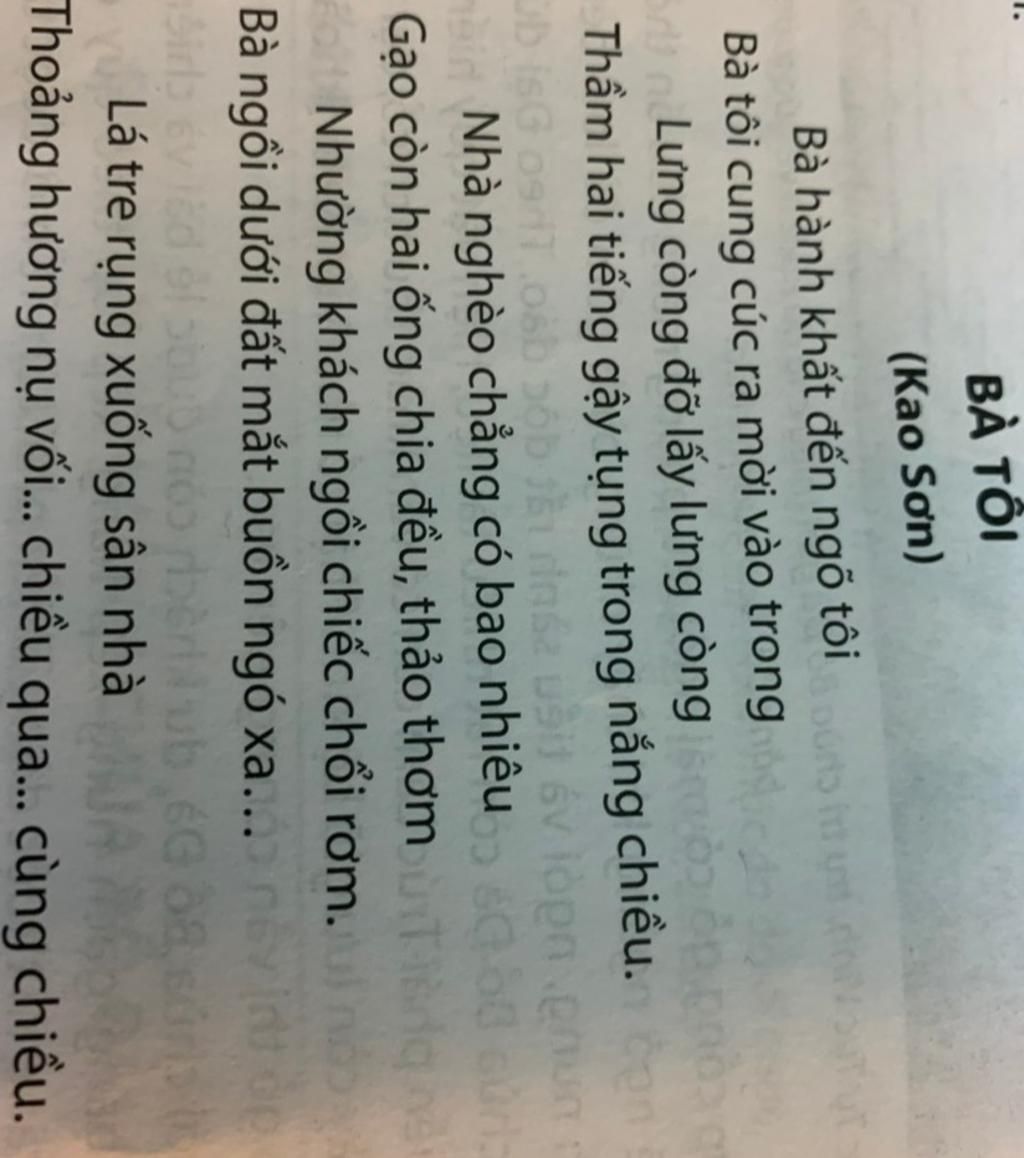 viết đoạn văn phân tích chủ đề bài thơ trên giúp đi các ng đẹpBÀ TÔI ...