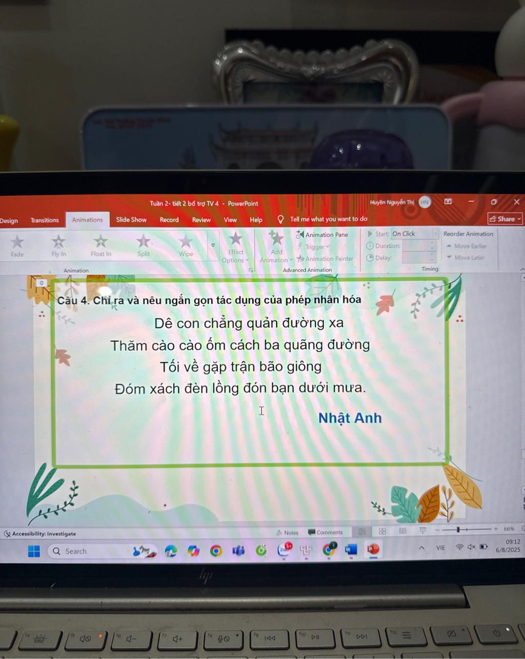 Tuan 2- tiet 2 bo tro TV 4 - PowerPoint Huyền Nguyễn Thị HN) X Design Transitions Animations ...