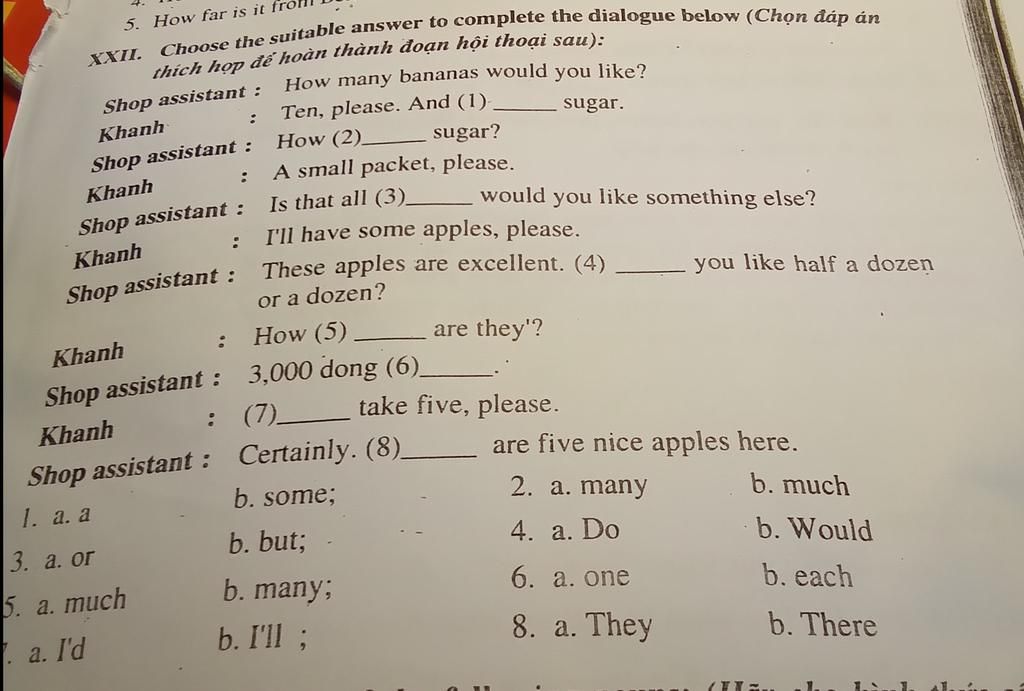 Mong đc mn giúp ạ. Chọn đáp án thích hợp để hoàn thành đoạn hội thoại ...