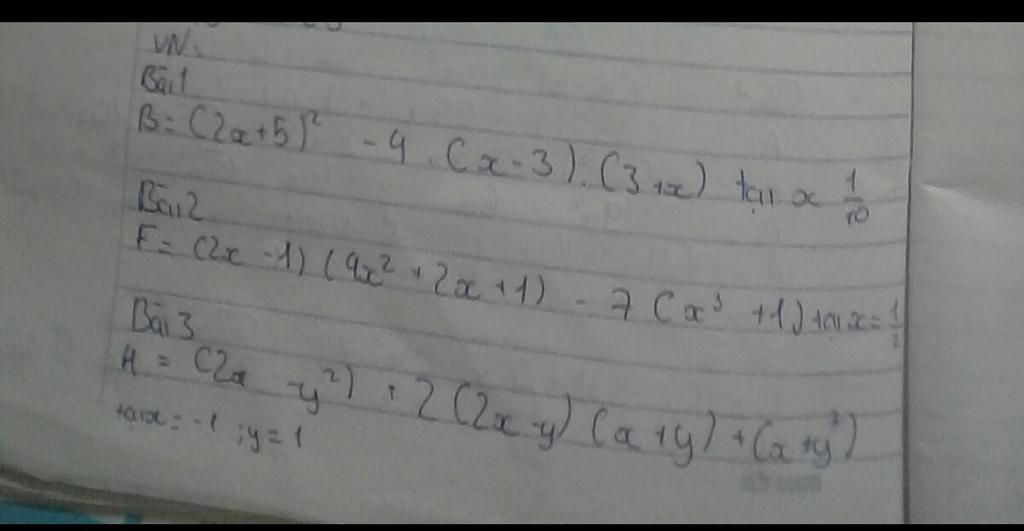 WW Bat B= (2a+5)² - 4. Cx-3). (310) tal oc Bo12 x 1½ F= (2x-1) (9x² ...