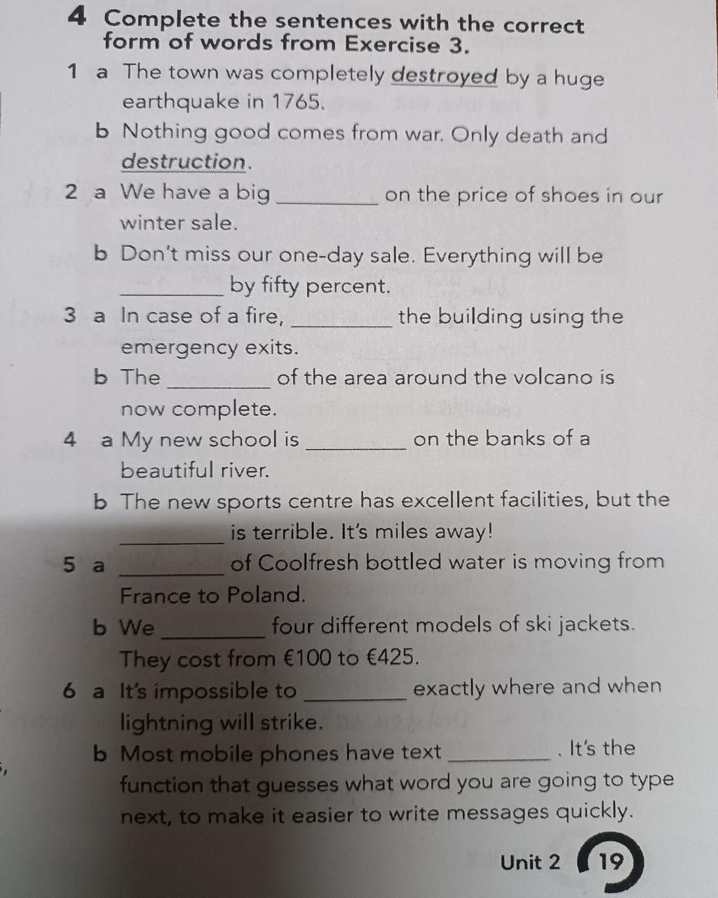 4 Complete the sentences with the correct form of words from Exercise 3 ...