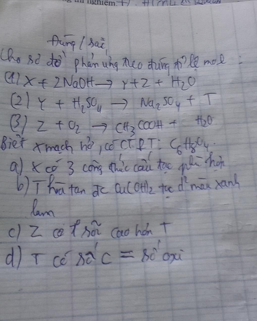 nghiêm. 1 Aung / sai Cho so to phaning theo dring till mol ax+2NaOH ...