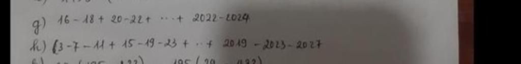 g) 16-18+ 20-22+ + 2022-2024 h) (3-7-14+ 15-19-23 ++ 2019-2023-2027 ...