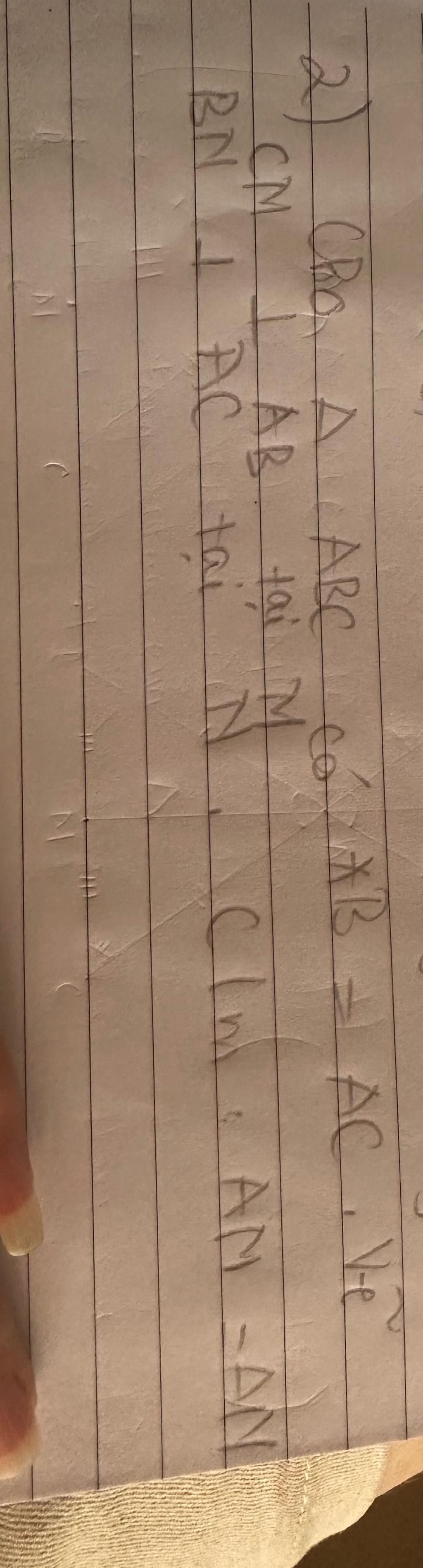 2) CM BN CRO A ABC LAB tai tai M Co AC tai tai fo AB = AC. Ve N In AN AN