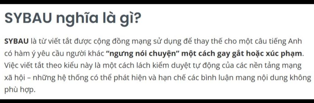 SYBAU nghĩa là gì? SYBAU là từ viết tắt được cộng đồng mạng sử dụng để ...