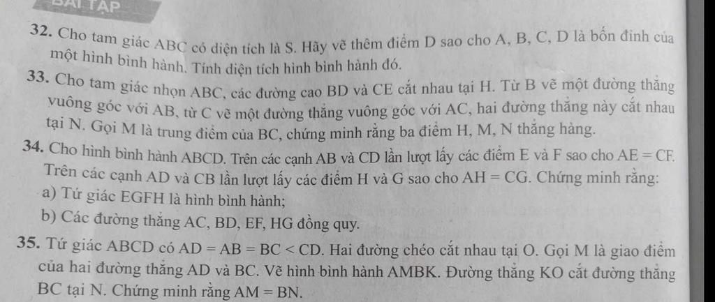 TAP 32. Cho tam giác ABC có diện tích là S. Hãy vẽ thêm điểm D sao cho ...