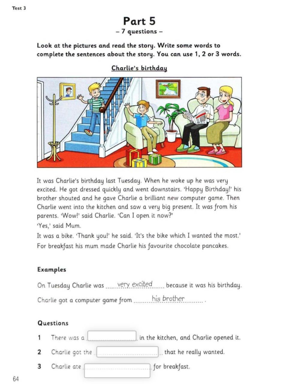 64 49 Test 3 Part 5 7 questions - Look at the pictures and read the ...